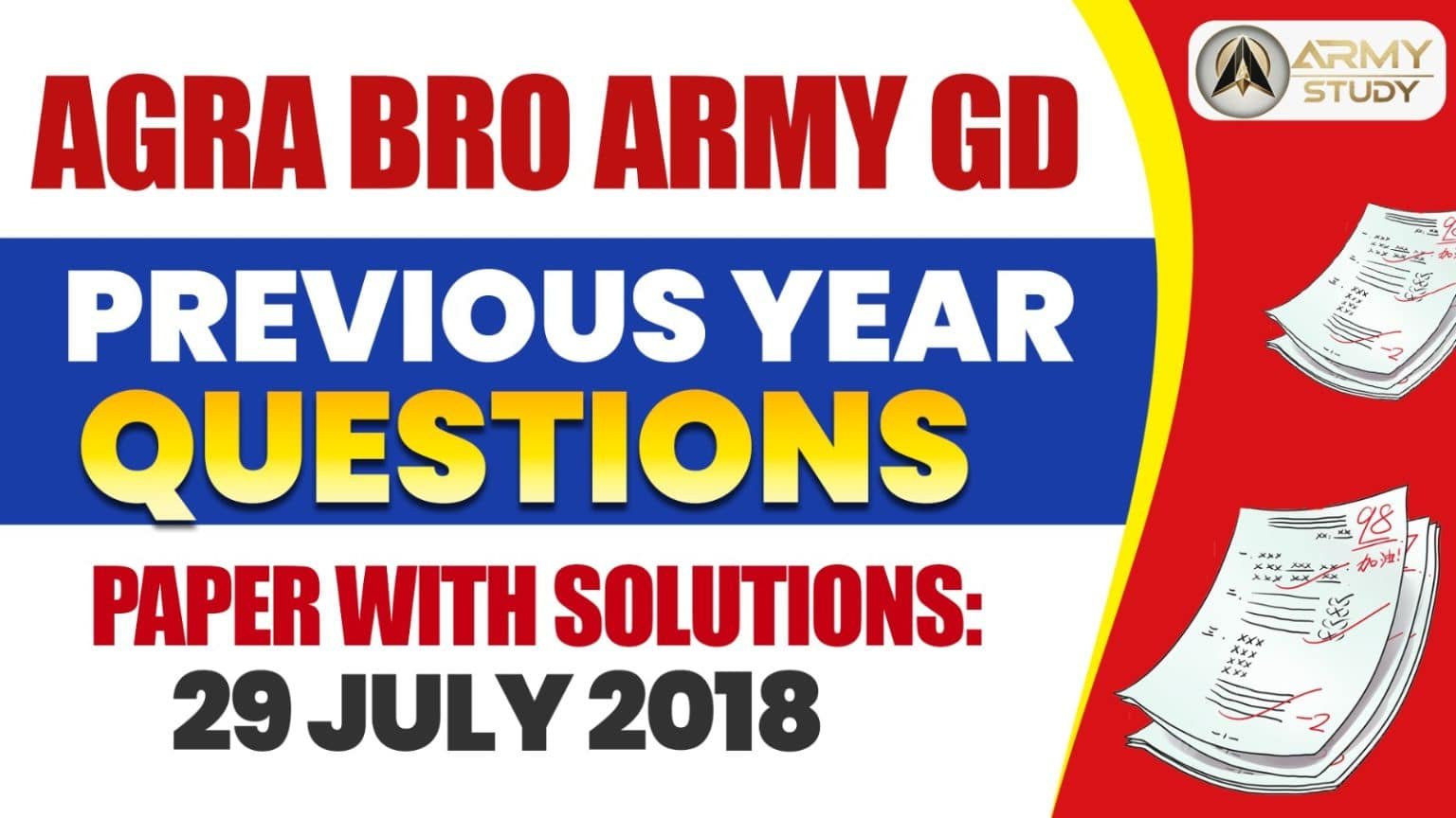 Agra BRO Army GD Previous Year Question Paper With Solutions: 29 July ...